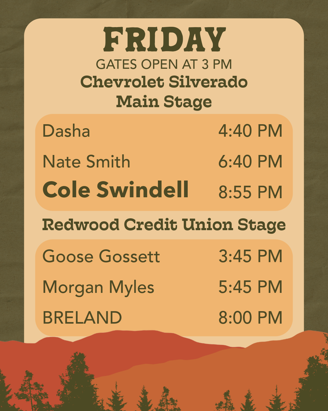Daily Schedules Released! | Country Summer Music Festival